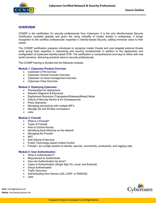 Ccnsp course outline | PDF