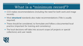 CCO (Cataloging Cultural Objects): Applying CCO | PPTX