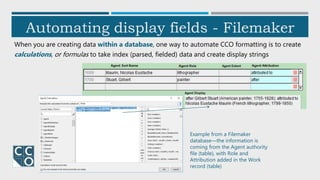CCO (Cataloging Cultural Objects): Incorporating CCO in Your Workflow | PPT