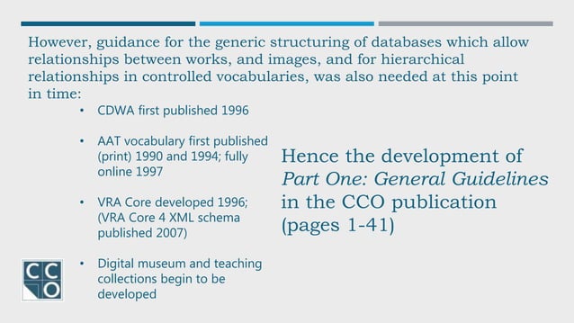 CCO (Cataloging Cultural Objects): Why CCO? | PPTX