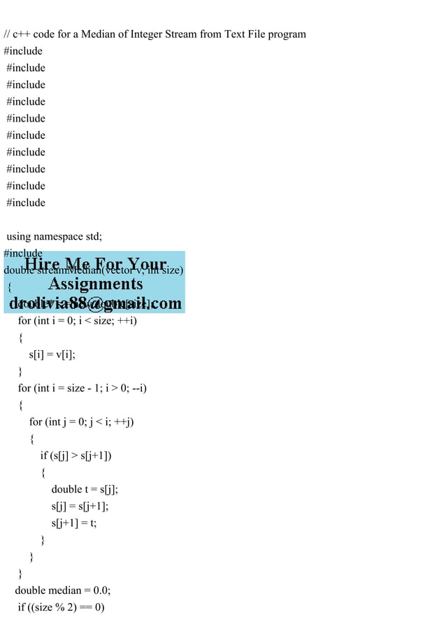 c++ code for a Median of Integer Stream from Text File program#.pdf