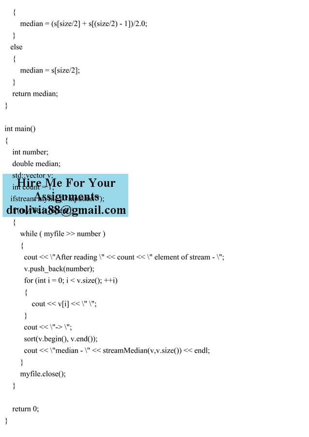 c++ code for a Median of Integer Stream from Text File program#.pdf ...