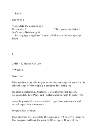C code This program will calculate the sum of 10 positive .docx