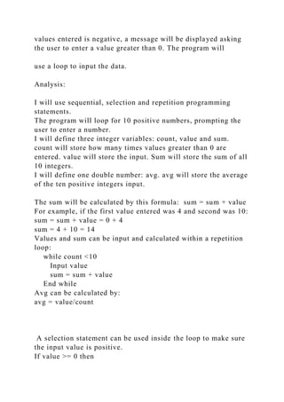 C code This program will calculate the sum of 10 positive .docx