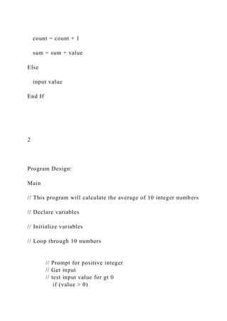 C code This program will calculate the sum of 10 positive .docx