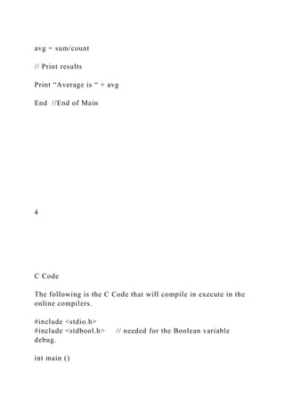 C code This program will calculate the sum of 10 positive .docx