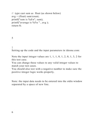 C code This program will calculate the sum of 10 positive .docx