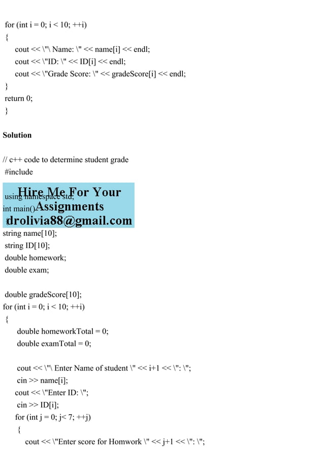 c++ code to determine student grade #include iostream usi.pdf