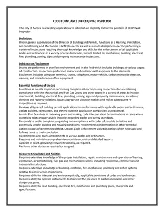 CODE COMPLIANCE OFFICER/HVAC INSPECTOR | PDF