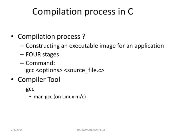C compilation process | PPTX | Programming Languages | Computing