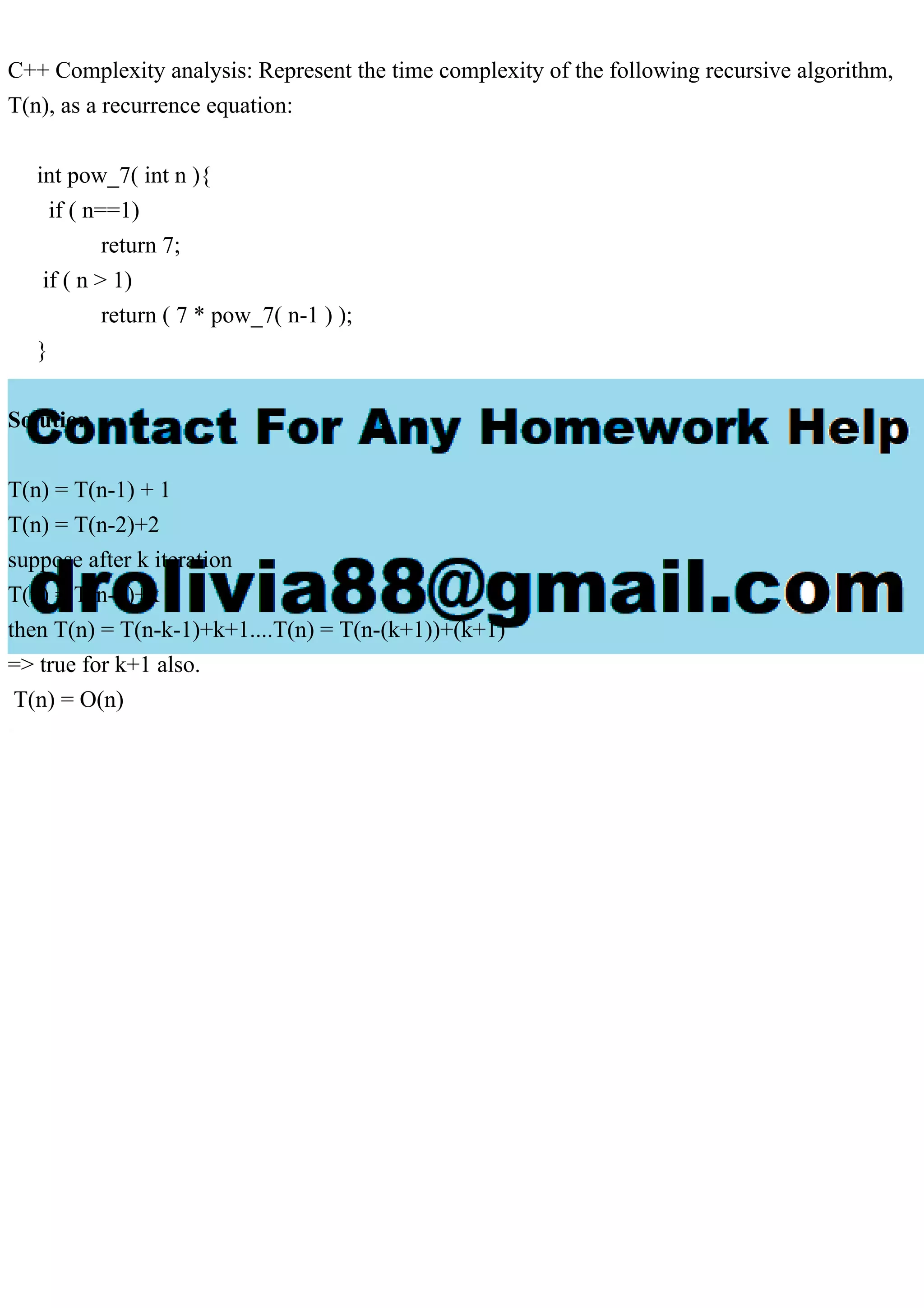C++ Complexity analysis Represent the time complexity of the follow.pdf