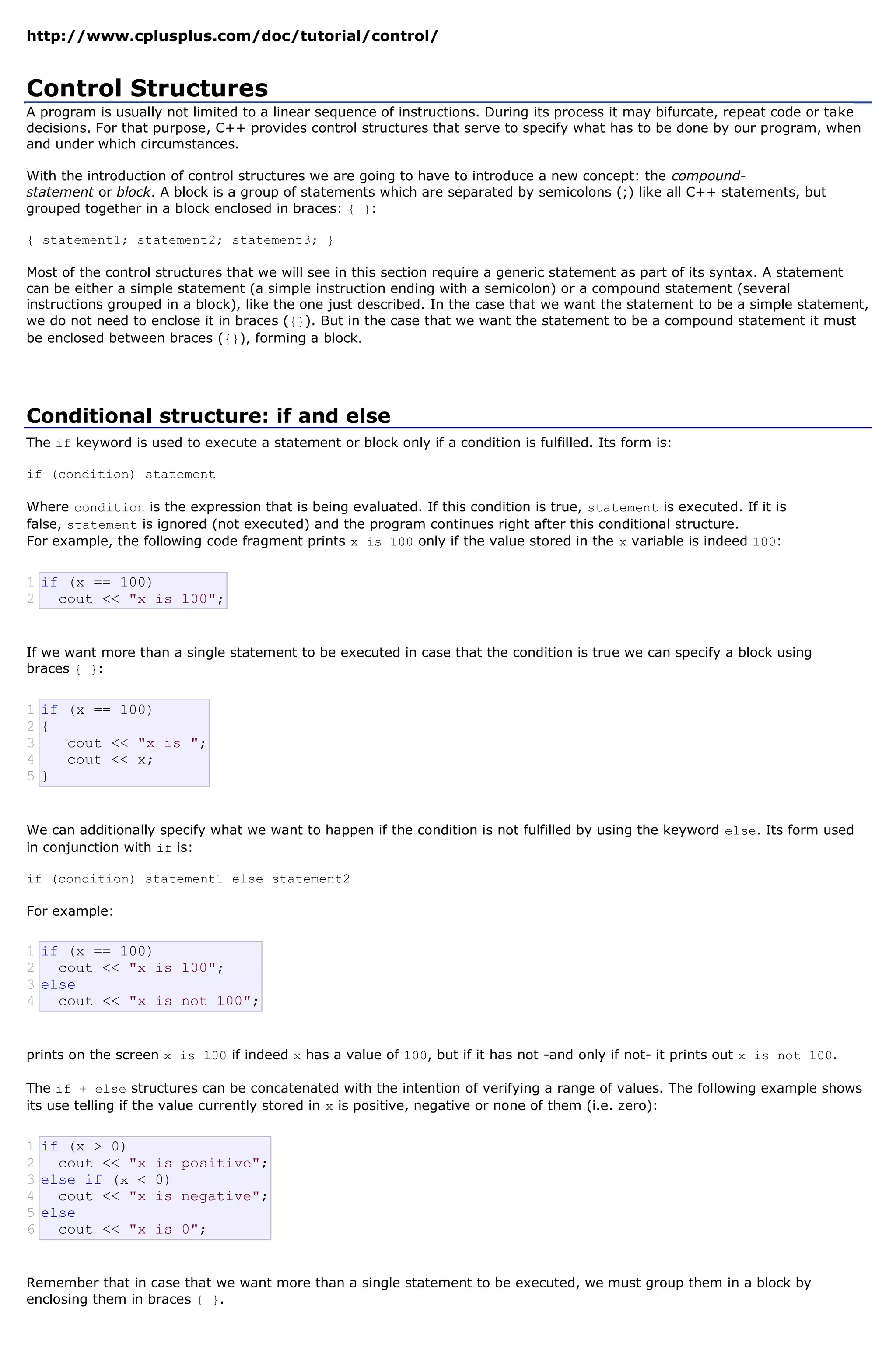 C Control Structure Pdf Programming Languages Computing
