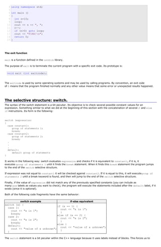 C++ control structure | PDF