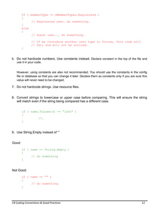 C# conventions & good practices | PDF