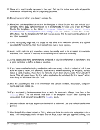 C# conventions & good practices | PDF