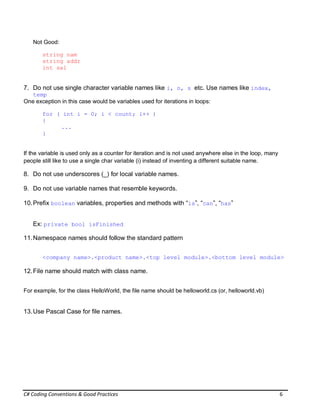 C# conventions & good practices | PDF