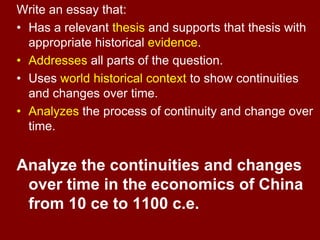 ESSAY Scoring - CCOT Essay (for China 10ce -1100 ce) | PPTX