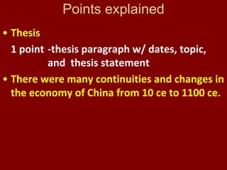 ESSAY Scoring - CCOT Essay (for China 10ce -1100 ce) | PPTX
