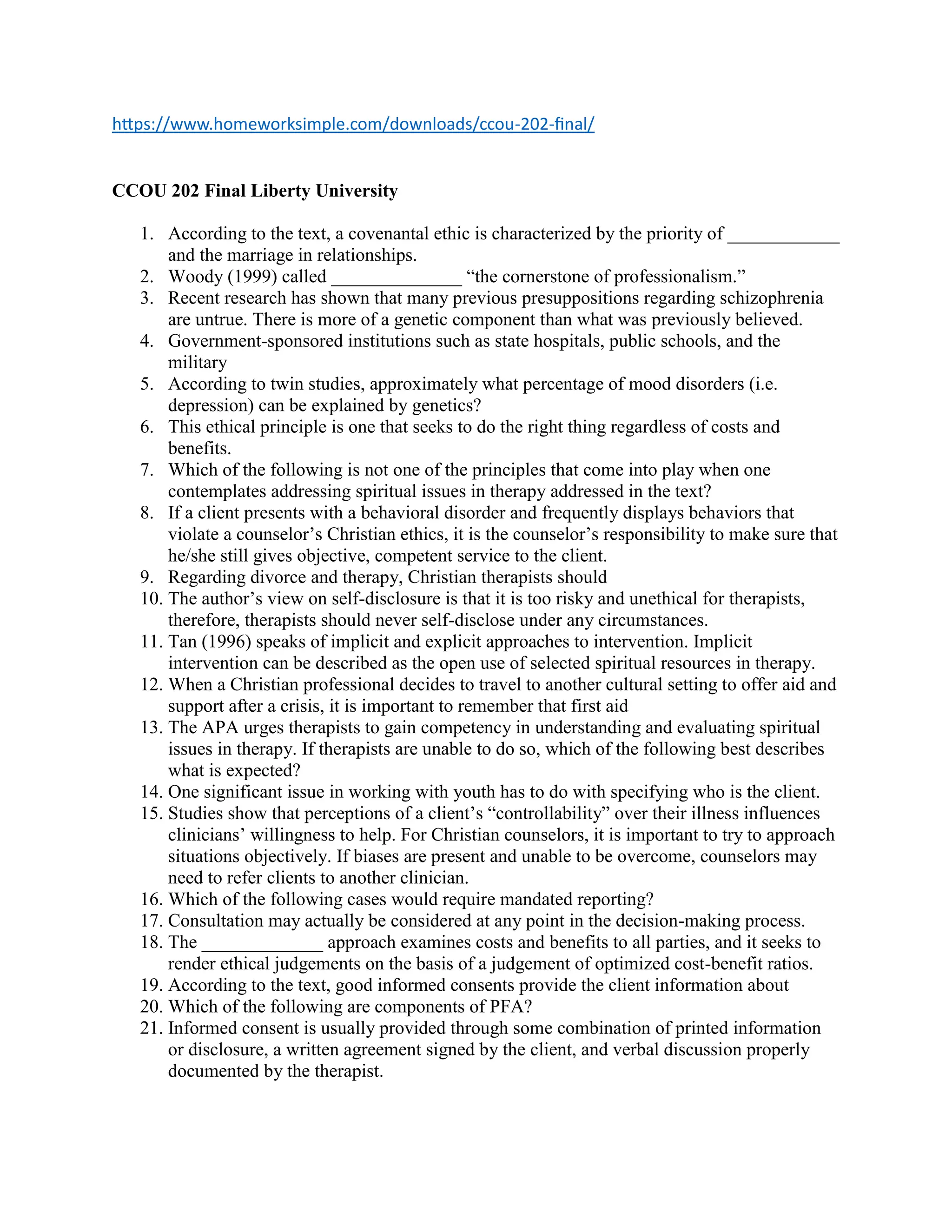 CCOU 202 Final Liberty University Homeworksimple.com