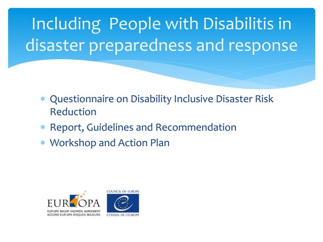 Disability Inclusive Disaster Risk Reduction | PPTX | Disasters
