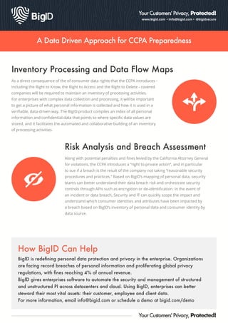 BigID Datasheet: CCPA Data Rights Automation | PDF
