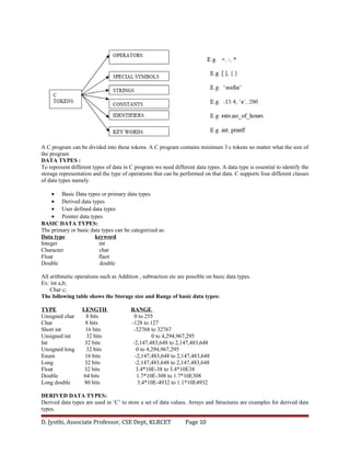 c and data structures first unit notes (jntuh syllabus) | DOC