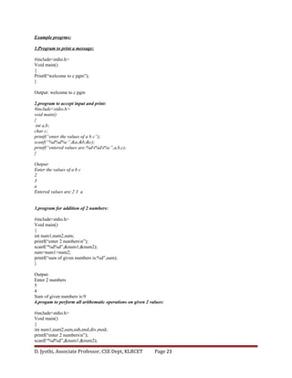 c and data structures first unit notes (jntuh syllabus) | DOC