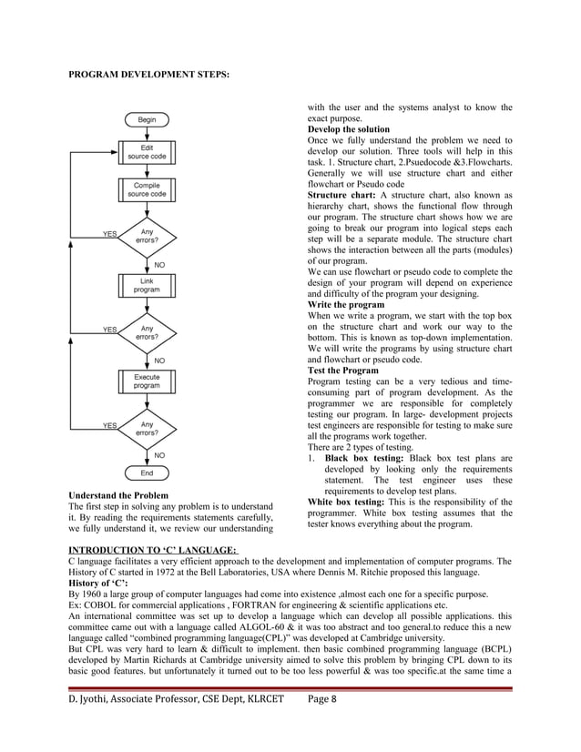 c and data structures first unit notes (jntuh syllabus) | PDF