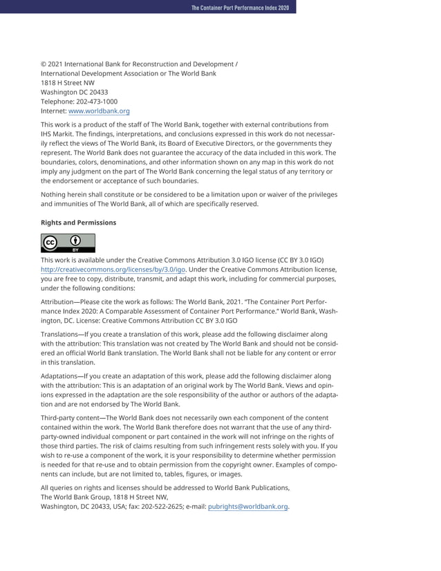 World Bank - The Container Port Performance Index 2020 A Comparable Assessment of Container Port ...