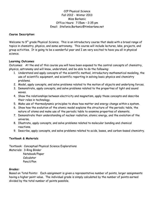 Ccp physical science syllabus | PDF