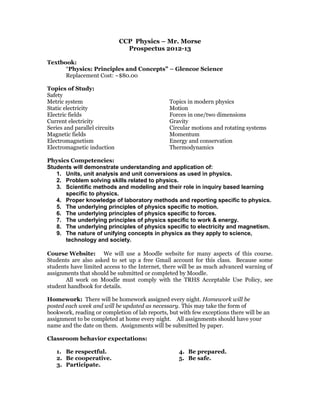 Ccp physics prospectus | DOC