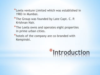 leela hotel , resort & palaces | PPTX