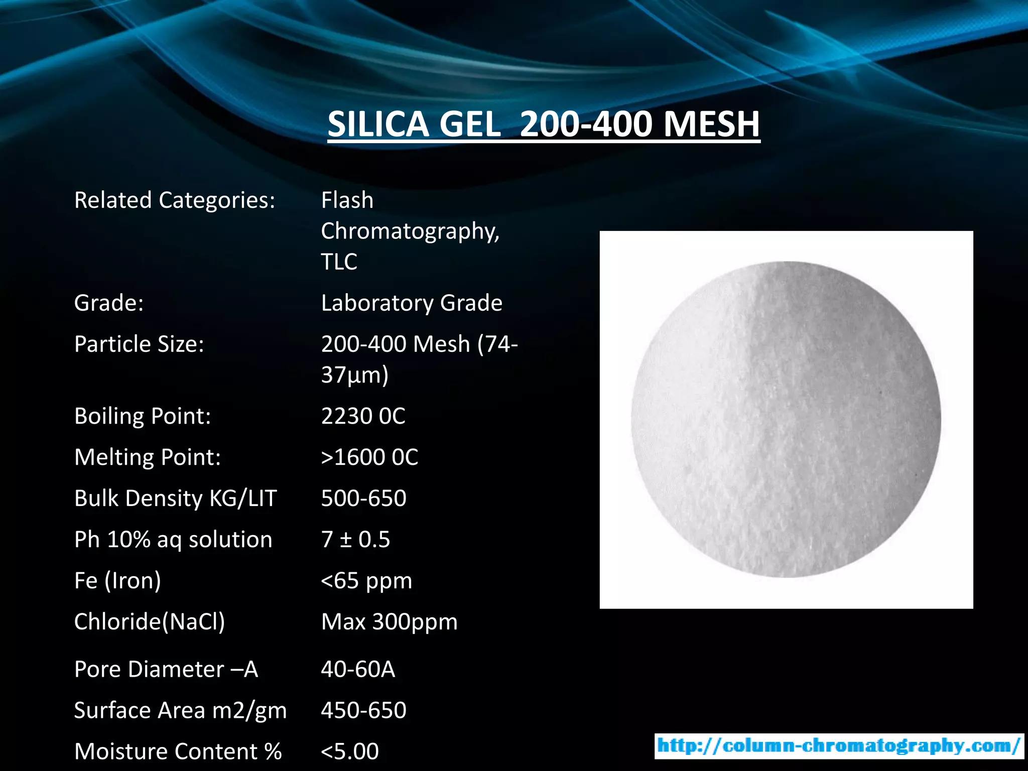 silica gel for column chromatography mesh size | PDF