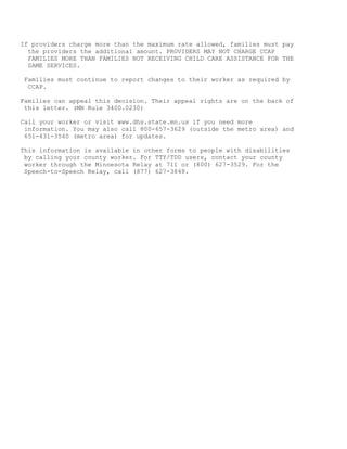 Child care assistance notice -- providers | PDF