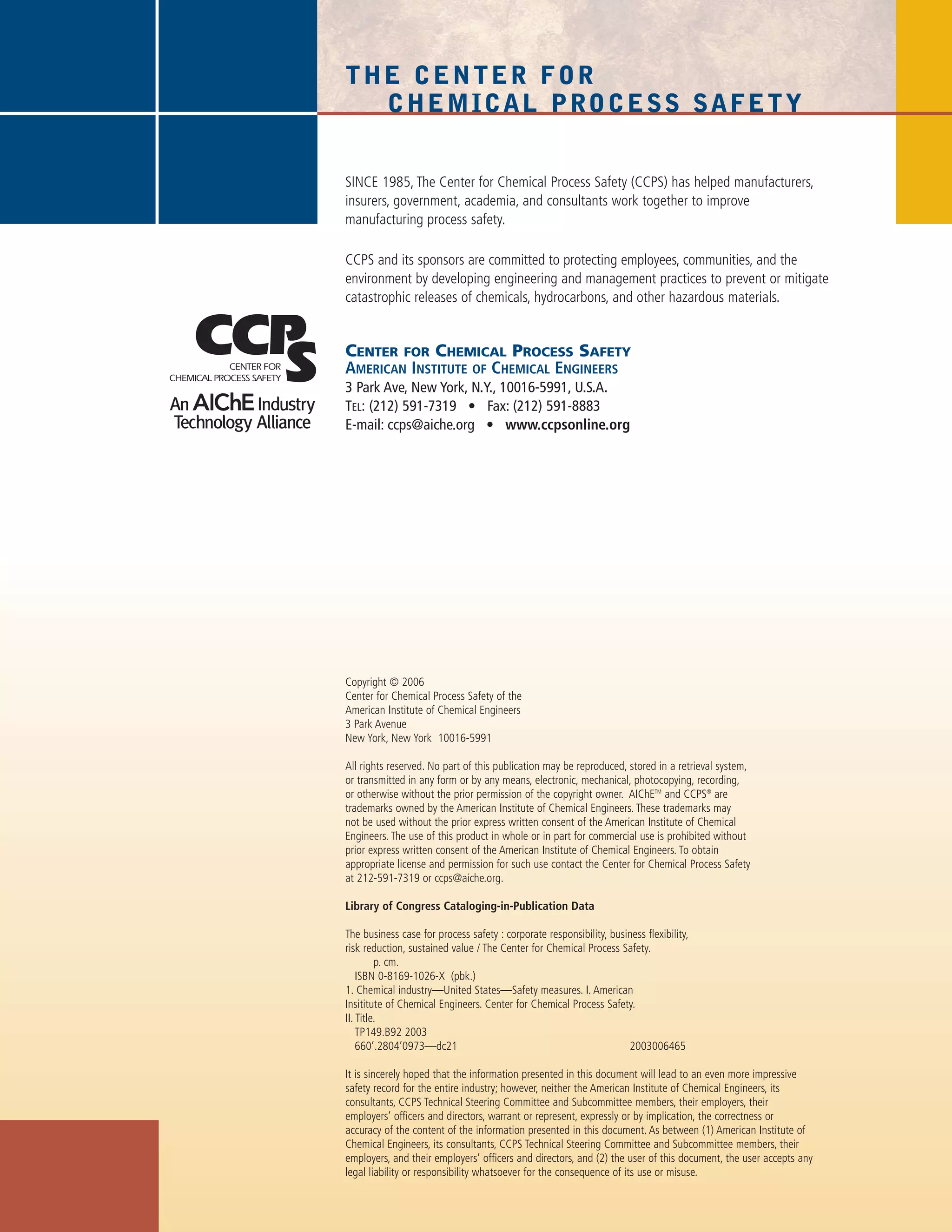 The Business Case for Process Safety | PDF