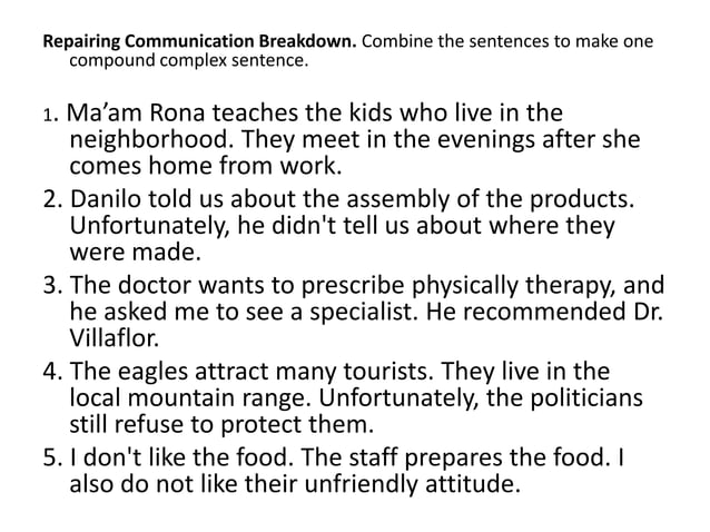 Complex and Compound-Complex Sentences in Communication Breakdown | PPTX