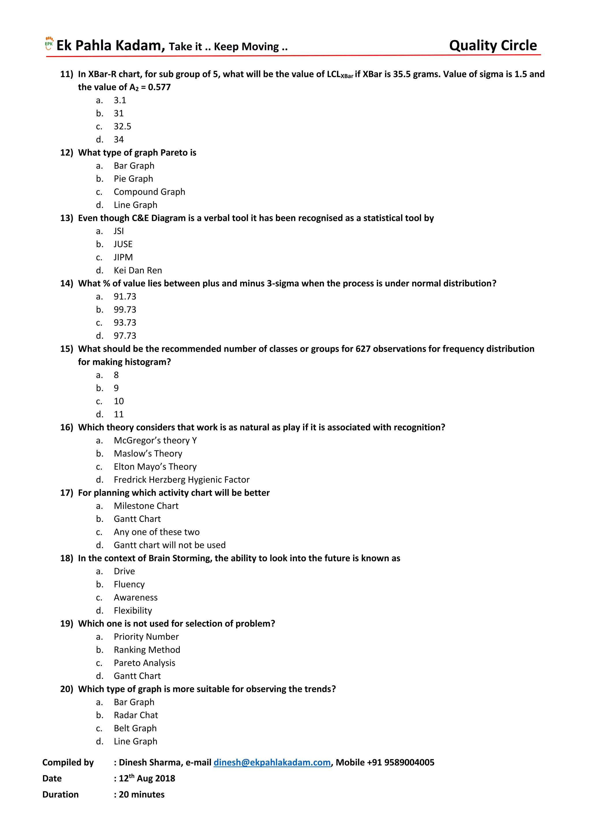 NCQC 2018 Knowledge Test _ Sample Paper 1 | PDF