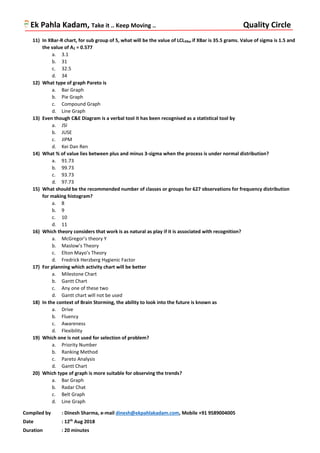 NCQC 2018 Knowledge Test _ Sample Paper 1 | PDF
