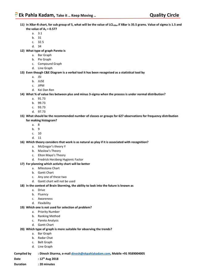 NCQC 2018 Knowledge Test _ Sample Paper 1 | PDF