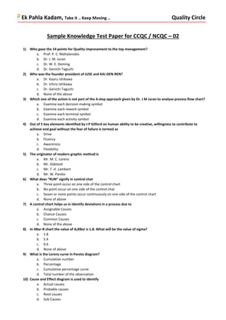 NCQC 2018 Knowledge Test _ Sample Paper 2 | PDF