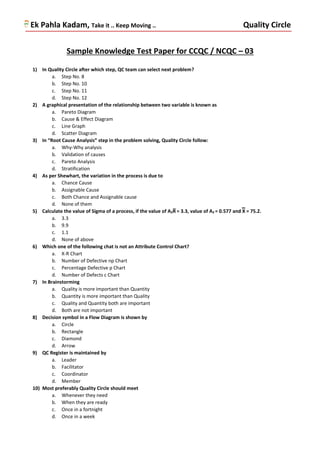 NCQC 2018 Knowledge Test _ Sample Paper 3 | PDF