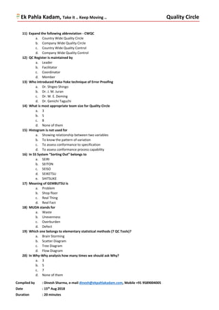 NCQC 2018 Knowledge Test _ Sample Paper 3 | PDF