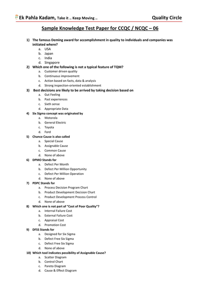 NCQC - Knowledge Test 06 | PDF | Business | Business and Finance