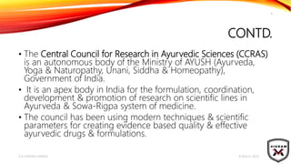 CCRAS (central council for reasearch in ayurvedic sciences) | PPTX