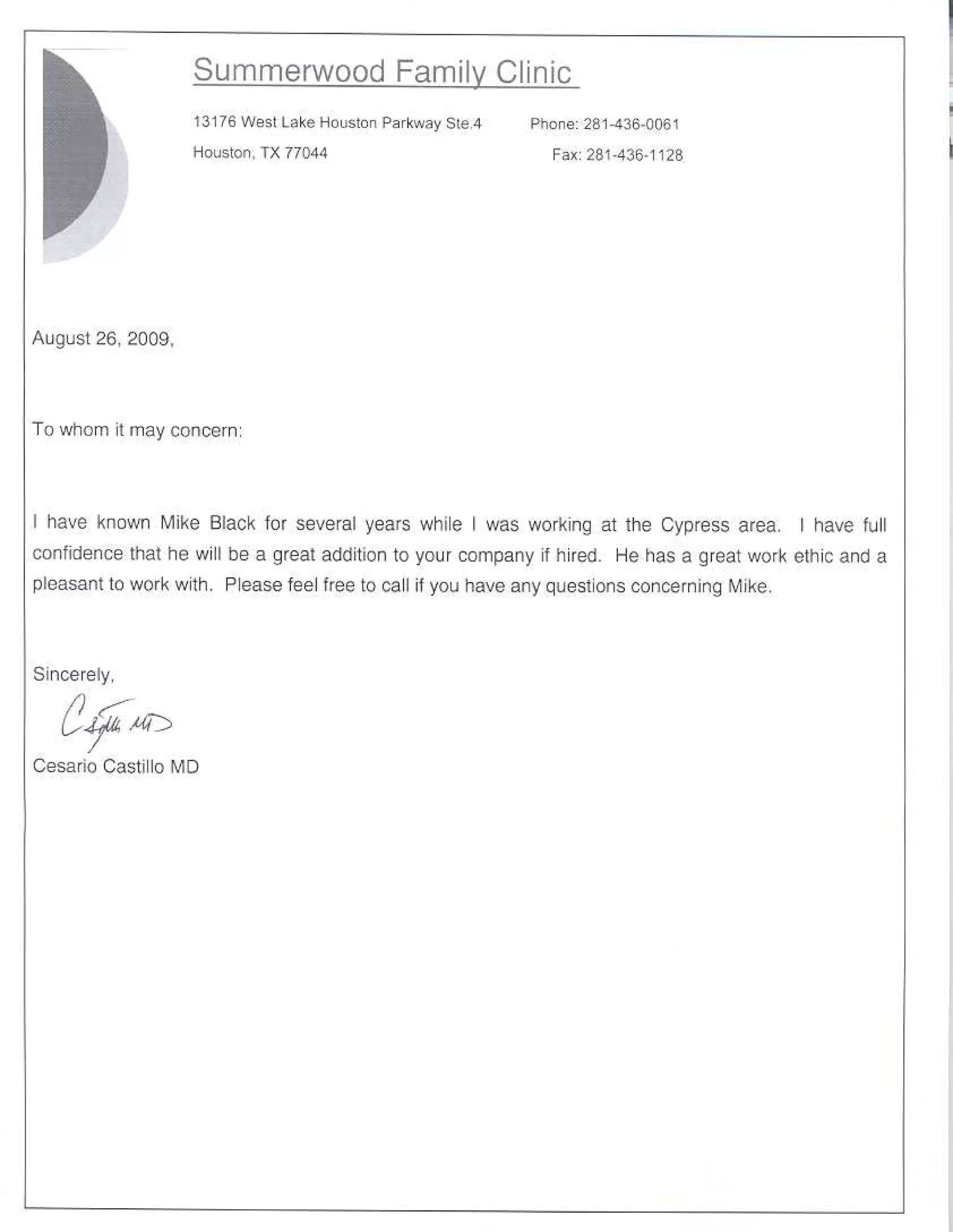 Physician Reference Letter | PDF