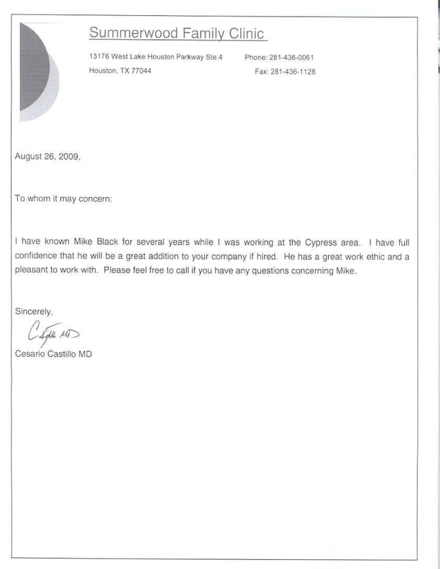 Physician Reference Letter | PDF