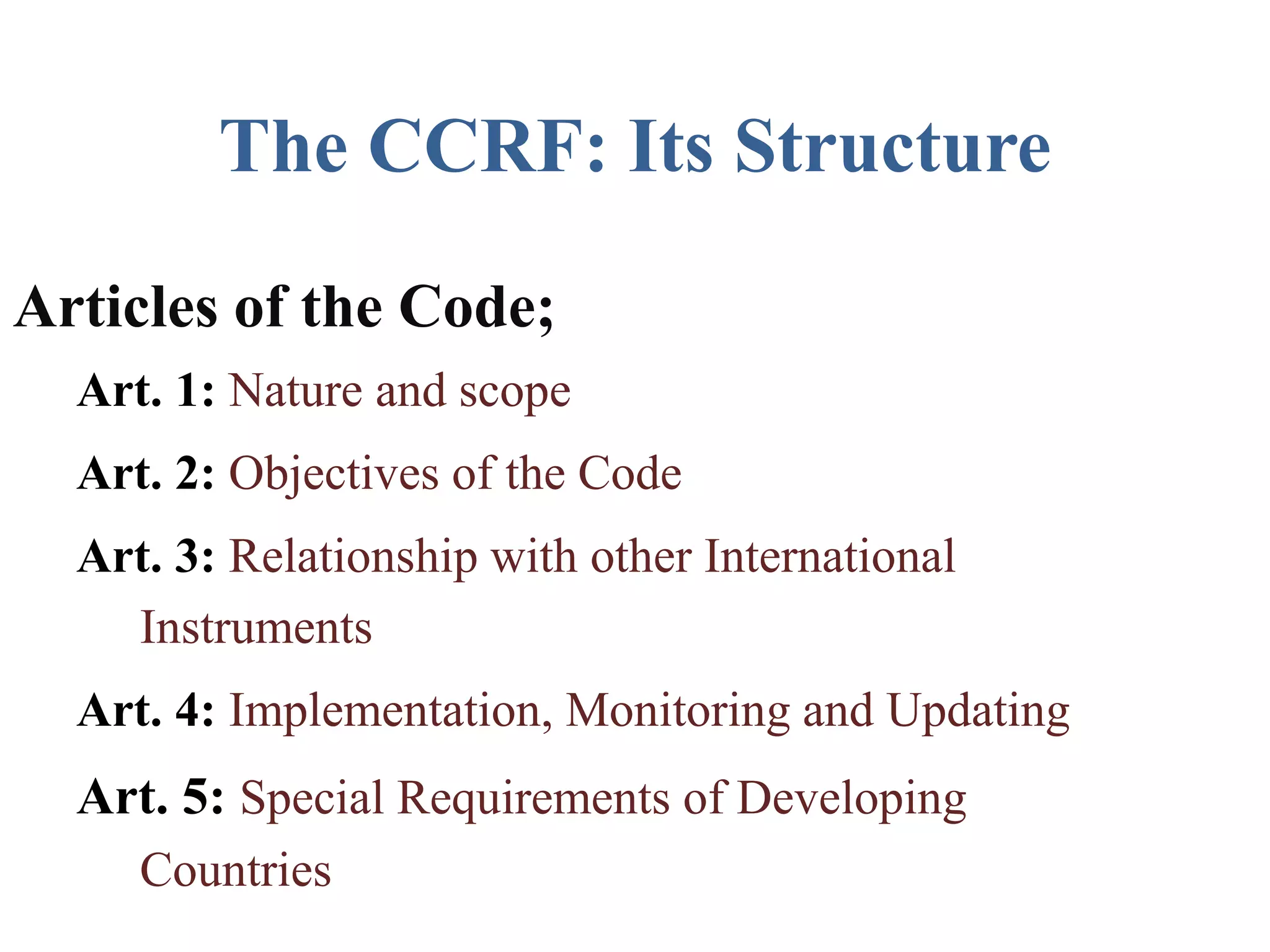 Ccrf(code of conduct for responsible fisheries_ | PPTX