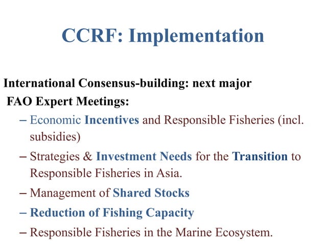 Ccrf(code of conduct for responsible fisheries_ | PPTX | Financial ...