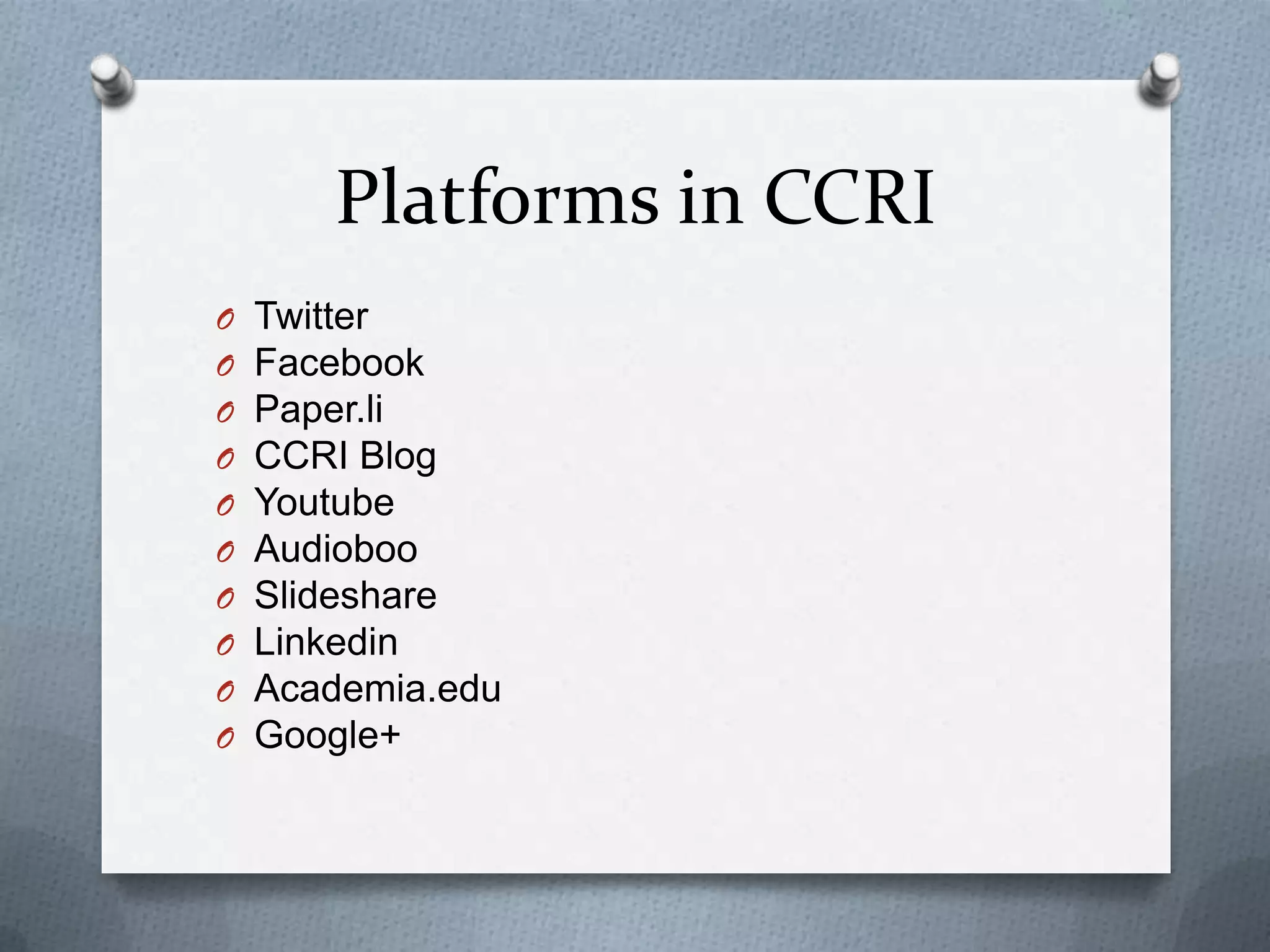 CCRI & Social Media - A how to guide | PPT