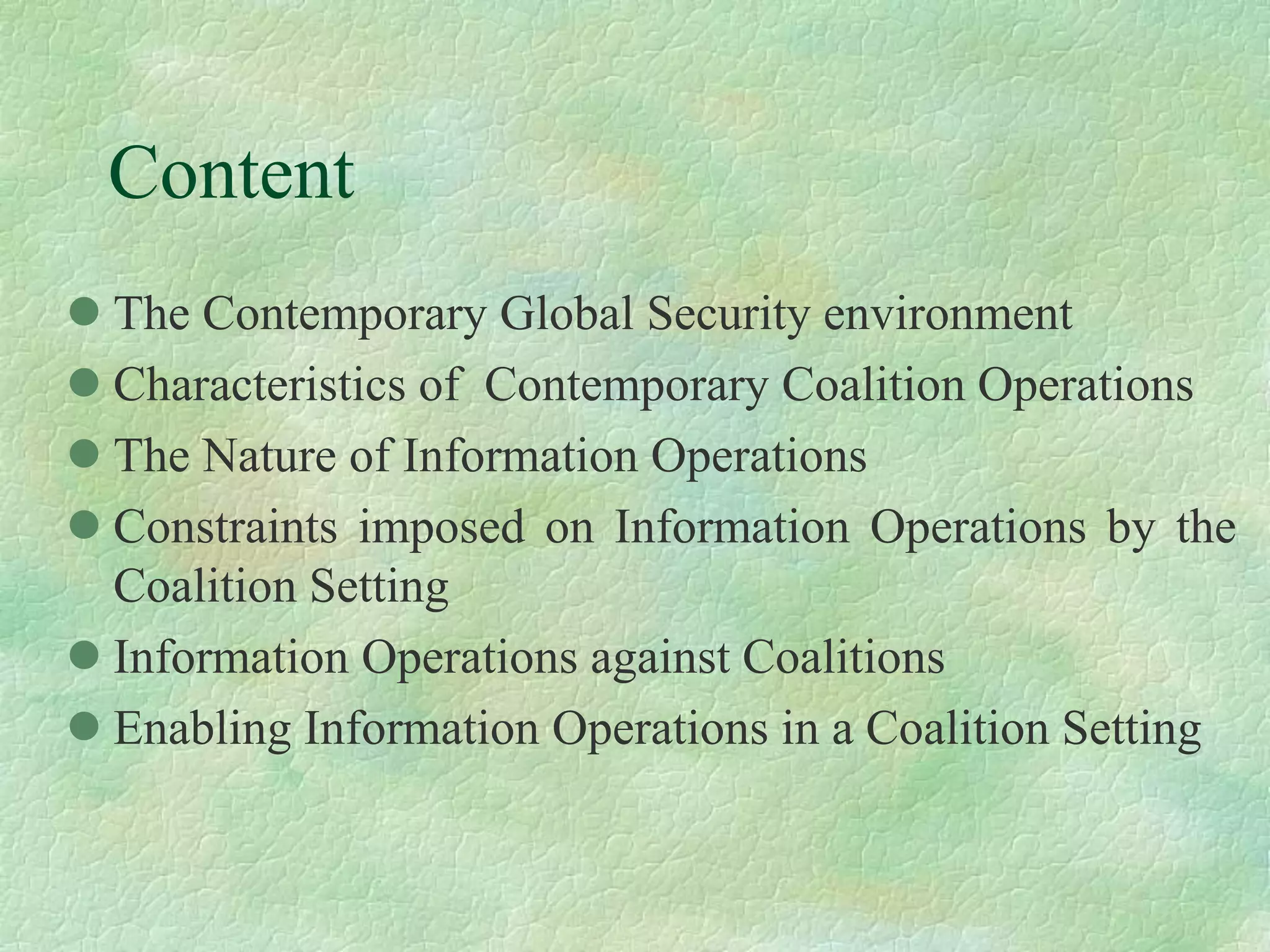 Imperatives for Successful Information Operations in a Coalition ...